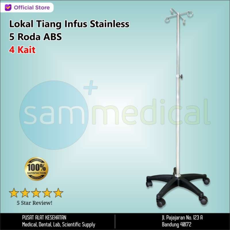 Promo Lokal Tiang Infus Stainless 5 Roda Abs - 4 Kait Diskon 33% Di ...