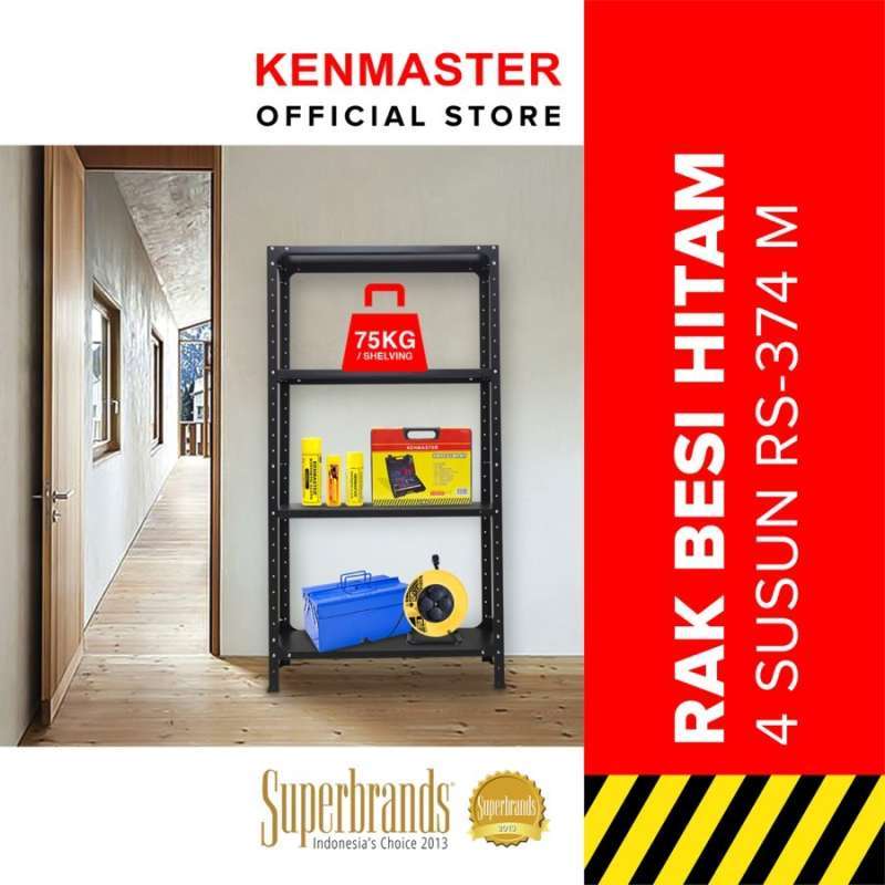Promo Kenmaster Rak 4 Susun Rs-374m Multipurpose Black Rak Besi Siku ...