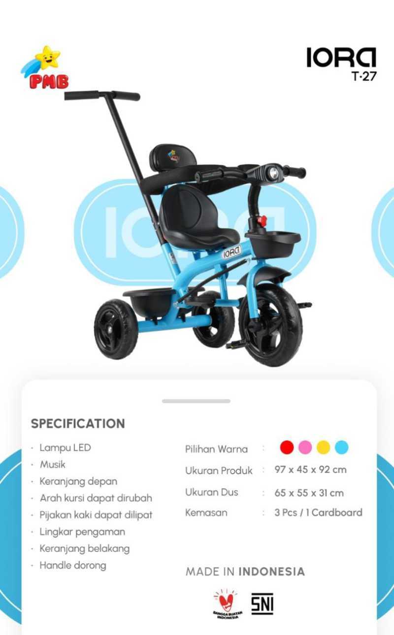 Jual T 27 Tricycle Iora Seri T27 Pmb Sepeda Dorong Anak Di Seller Sinar ...