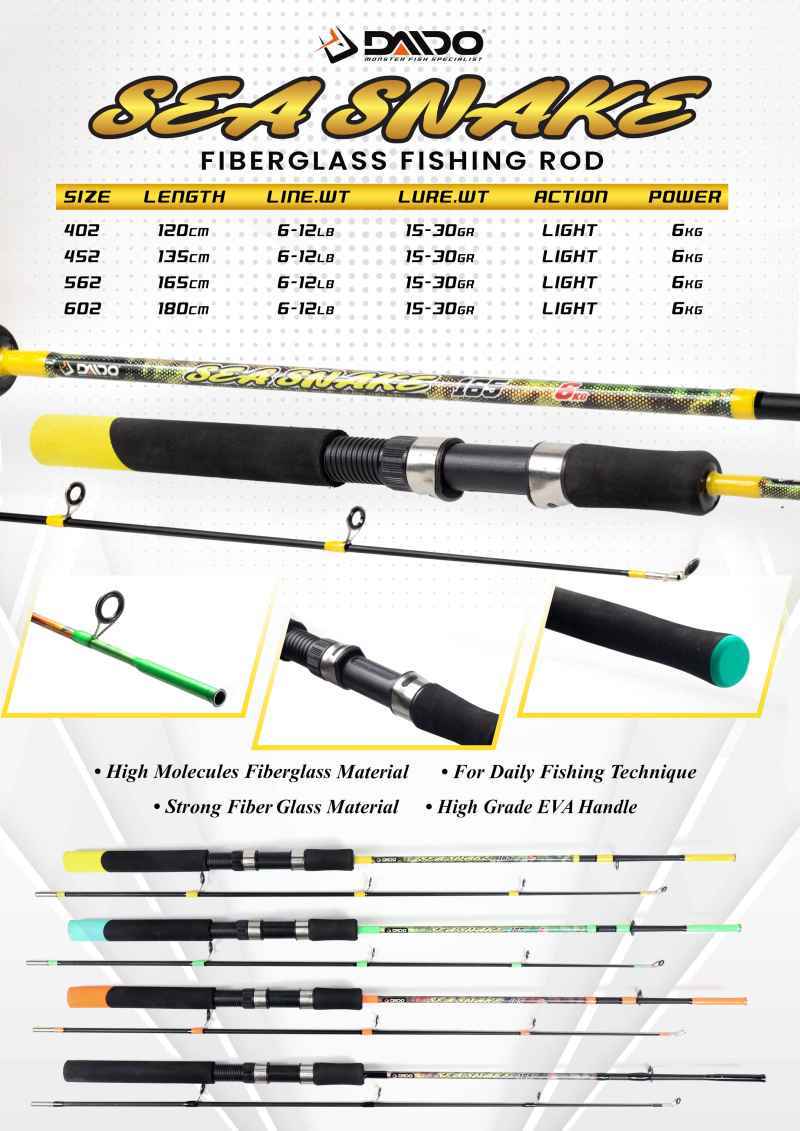 Promo Joran Daido Sea Snake Fiber Solid 120 135 165 180 - 120cm Kuning ...