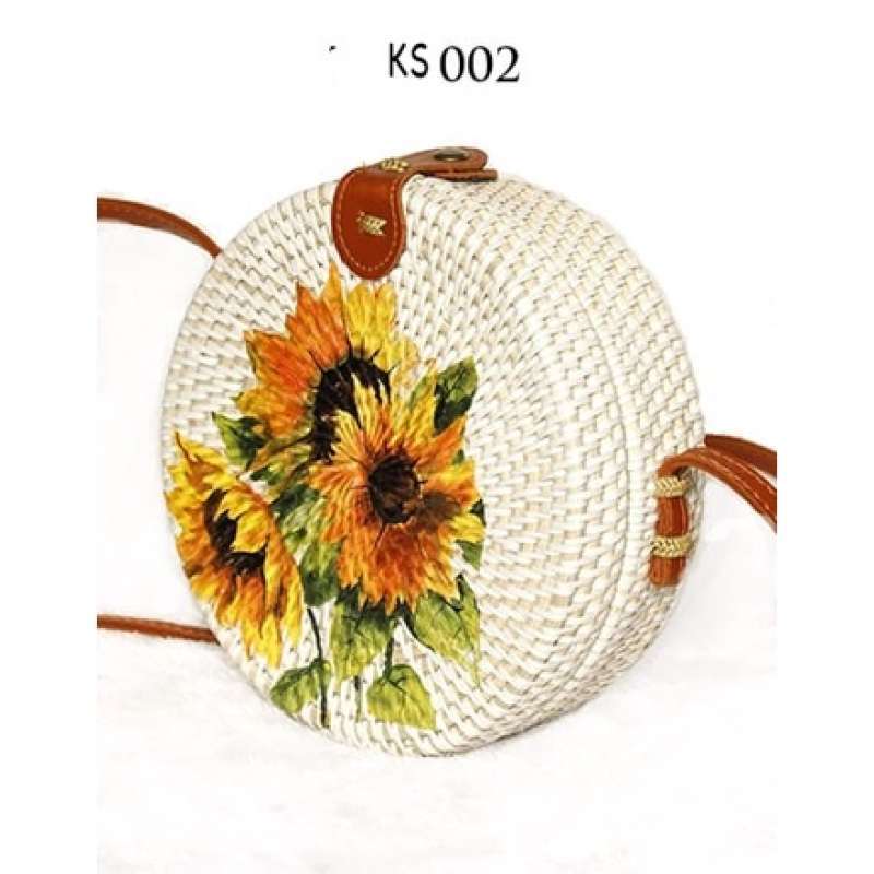 Jual Tas Rotan Bulat Motif Deco Original Kampung Souvenir Diameter 20cm ...
