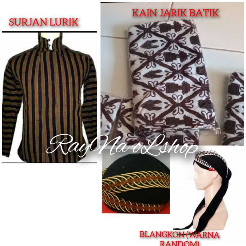 Promo 1 SET SETELAN BAJU SURJAN LURIK PRIA + BLANGKON + KAIN JARIK ...