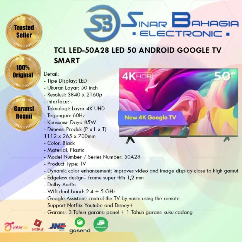 Jual TCL LED-50A28 LED 50 ANDROID GOOGLE TV SMART (NEW) (KHUSUS BANDUNG ...