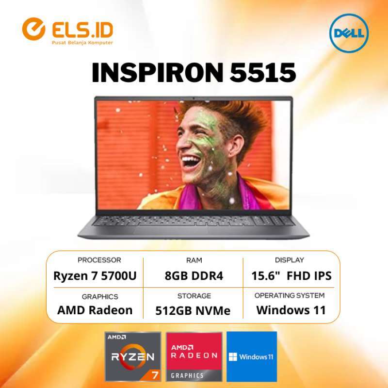 Jual Dell Inspiron 5515 Ryzen 7 5700u 8gb Ssd 512gb 15.6 Fhd W11+ohs Di ...