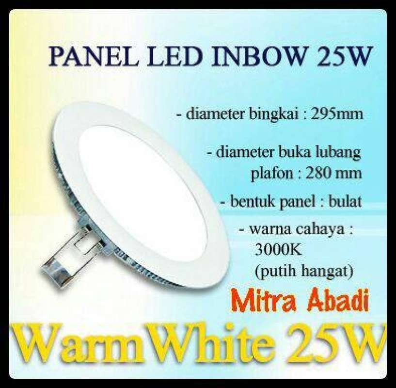 Promo Panel LED 25 Watt Warm White INBOW Bulat Besi Diskon 23% di ...