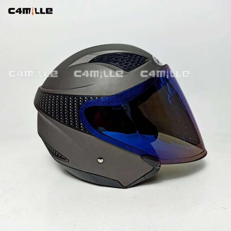 Promo New Helm Arl Model Zeus Polos Grey Doff Half Face Kaca Iridium ...