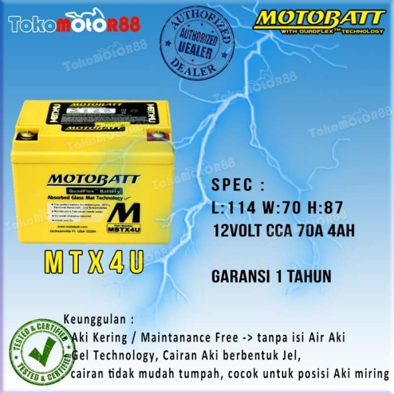 Jual Motobatt Quadflex Mbtx4u - 4.7ah (garansi 1 Tahun) Di Seller ...