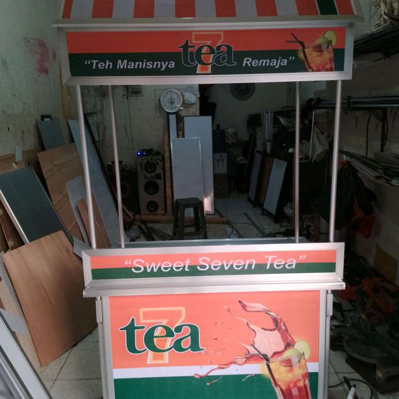 Jual Meja Lipat Gerobak Lipat Dagang Makanan Minuman Dengan Atap Di ...