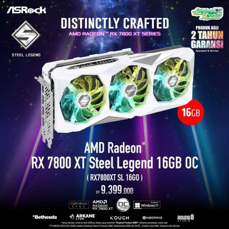 Promo Sale Asrock Amd Radeon Rx 7800 Xt Steel Legend Oc 16Gb Gddr6 ...