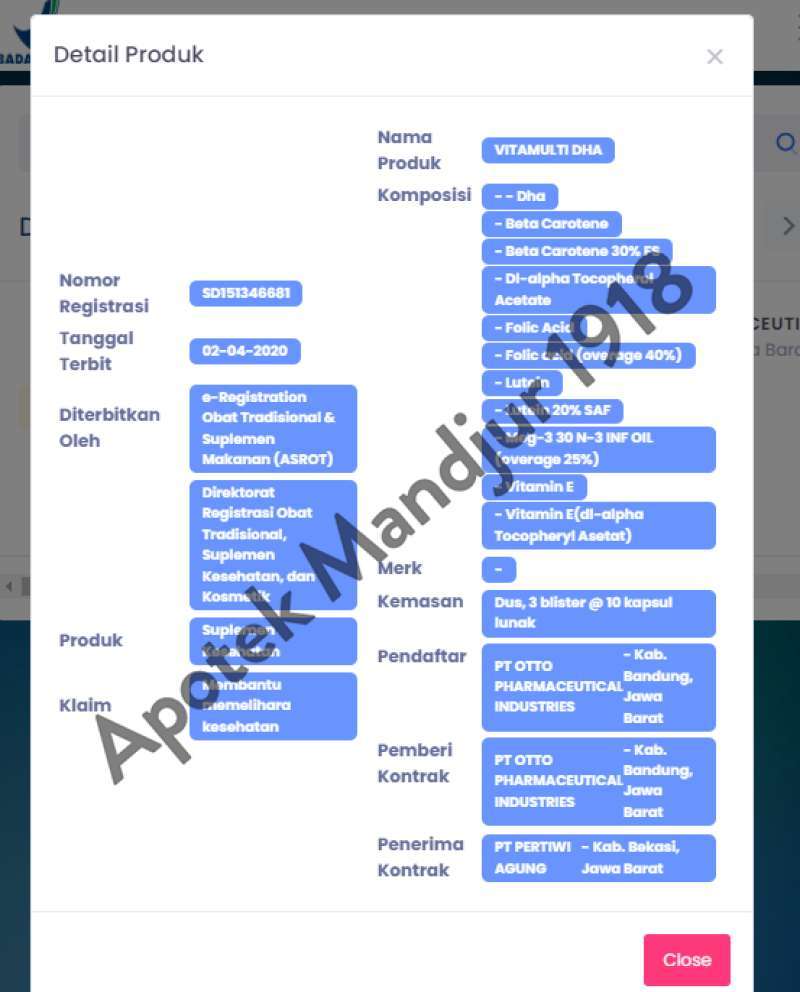 Promo Vitamulti Dha 10 Kapsul - Multivitamin Dha Diskon 2% Di Seller Apotek Mandjur Official ...