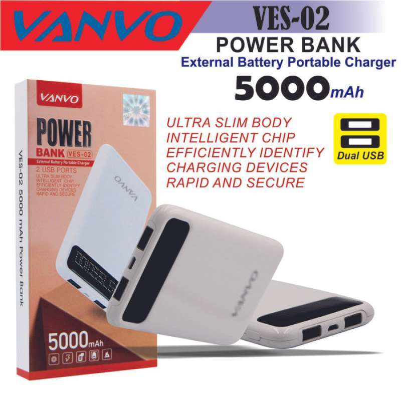 Promo PB POWER BANK VANVO 5000MAH VES-02 EXTERNAL BATTERY PORTABLE ...