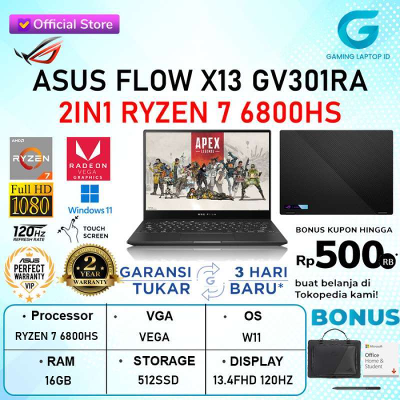 Jual Termurah Asus Rog Flow X13 Gv301Ra Ryzen 7 6800Hs 16Gb 512Gb 13.4 ...