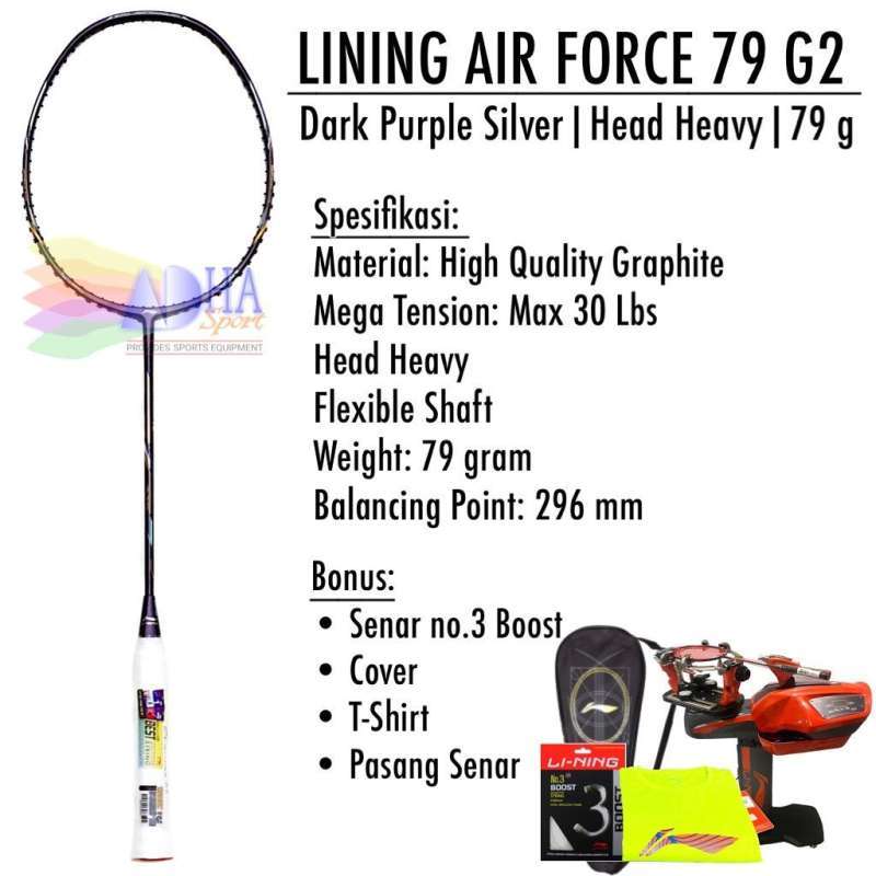 Promo Raket Badminton Lining Air Force 79 G2 Original Raket Bulutangkis ...