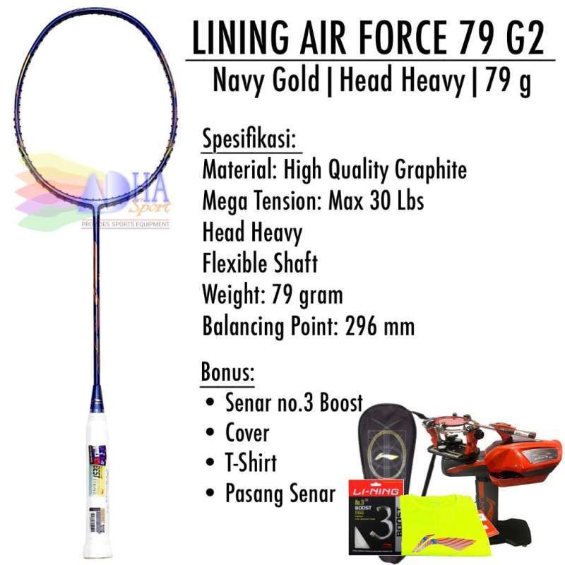 Promo Raket Badminton Lining Air Force 79 G2 Original Raket Bulutangkis ...