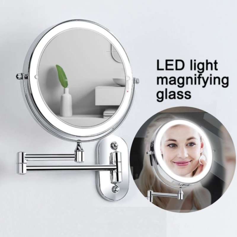 Jual Kaca Cermin Dinding Make Up Lampu Rias Led Double Side 7x Zoom Di ...