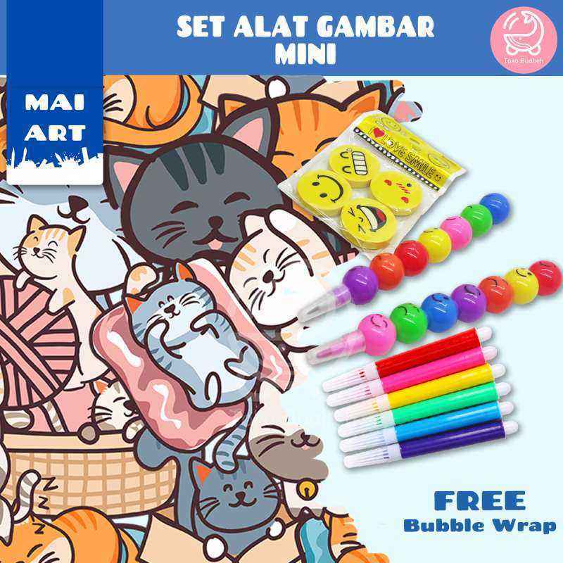 Promo Mai Art Box Set 12 Pcs Alat Gambar Mini Spidol Pensil Susun Warna ...
