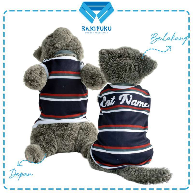 Jual Baju Kucing Lucu Murah Motif Biru Dongker [BISA CUSTOM NAMA ...