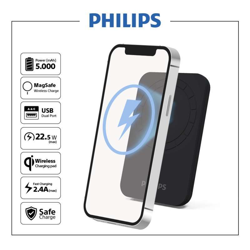 Promo Philips Dlp9339n 5.000mah MagSafe Wireless Fast Charging Power ...