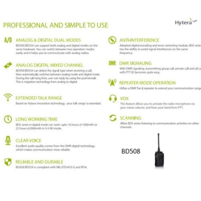 Promo Hytera Bd508 Digital Analog Business Dmr Portable Two-way Radio ...