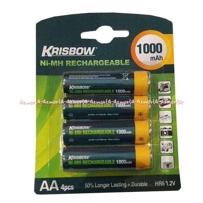 Jual Krisbow Ni Mh Rechargeable 1000mah Baterai Aa 4pcs Batrai Bisa Di ...