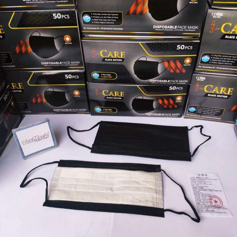 Jual Masker 3ply I-care Medical Grade Executive Standard Isi 50 Hitam ...