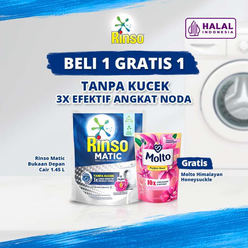 Promo Buy 1 Get 1 - Rinso Matic Deterjen Cair Detergent Mesin Cuci ...