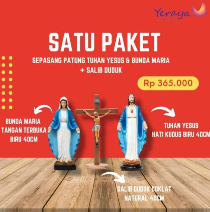 Promo Paket Patung Yesus Hati Kudus Bunda Maria & Salib Duduk Katolik ...