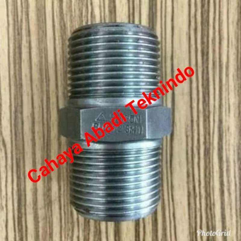 Promo Double Nepel Besi Class 3000 Drat 1/2(inch) Double Nipple ...