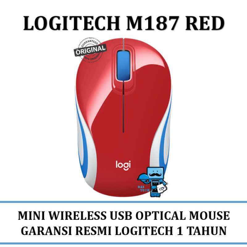 Promo Mouse M 187 Wireless Mini - 910-002742 - - Red Diskon 23% Di ...