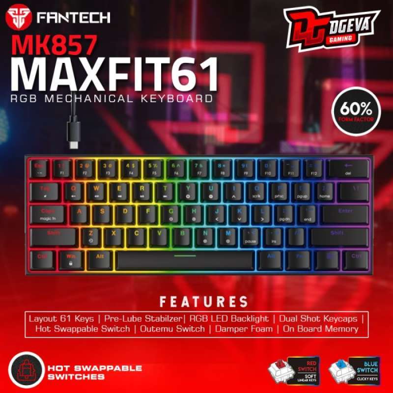 Promo Maxfit 61 MK857 60% RGB Hotswap Mechanical Gaming Keyboard Diskon ...