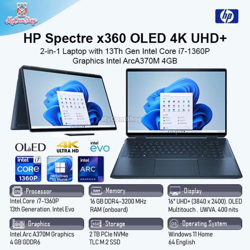 Jual Hp Spectre X360 I7-1360p 16gb 2tb Ssd Intel Arc A370m 4gb 16 Oled ...