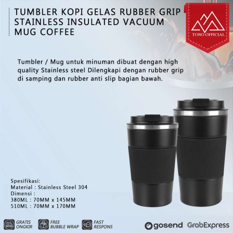 Promo Tumbler Kopi Gelas Rubber Grip Stainless Insulated Vacuum Mug ...