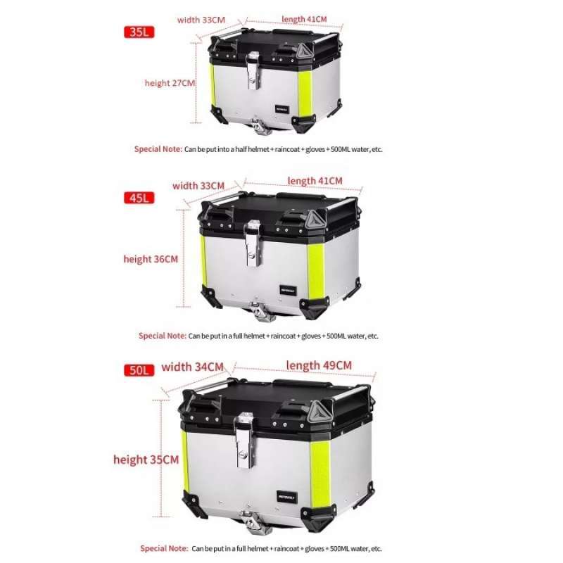 Promo MOTOWOLF 50 Liter Mg-Al Aluminium Alloy Tail Top Box Case ...