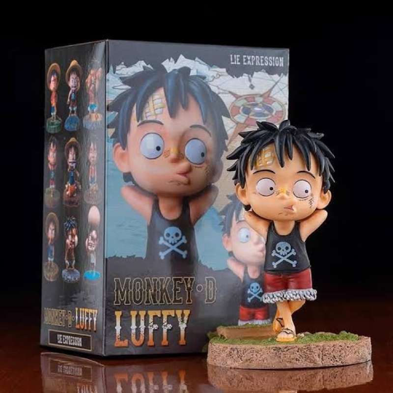 Promo One Piece Luffy Anime Action Figure Lie Muka Lucu Meme Diskon 23% ...