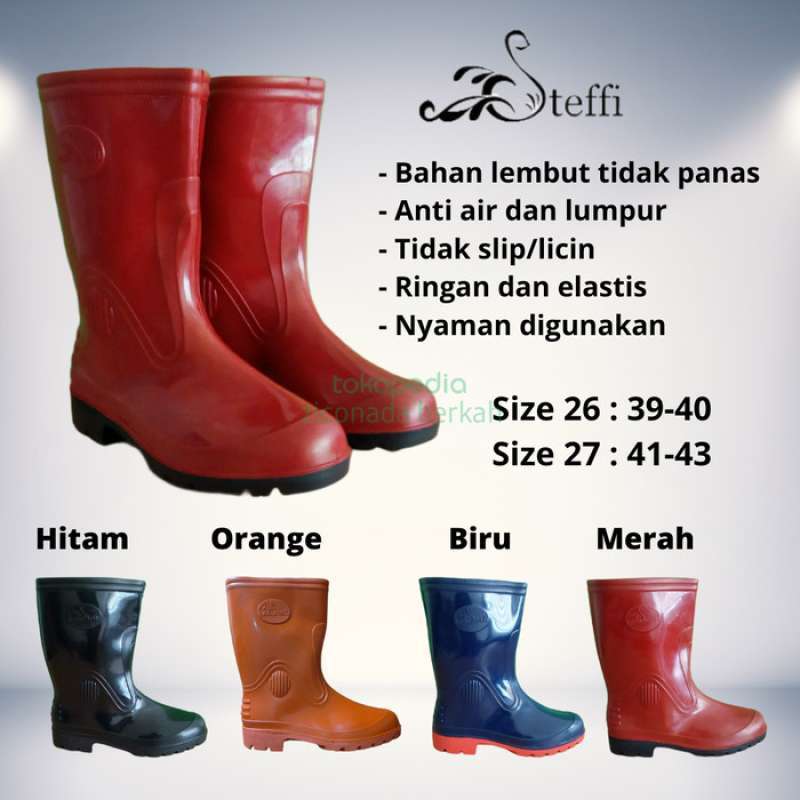 Promo Sepatu Boots/sepatu Proyek Model Pendek Hitam - Karet Tebal ...