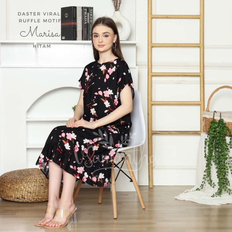 Jual Daster Viral Ruffle Rayon Busui Marisa Hitam di Seller E299 STORE ...