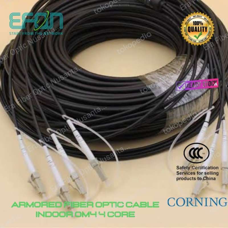 Promo Armored Fiber Optic Cable 4 Core Om4 With Connector 2 Meter ...