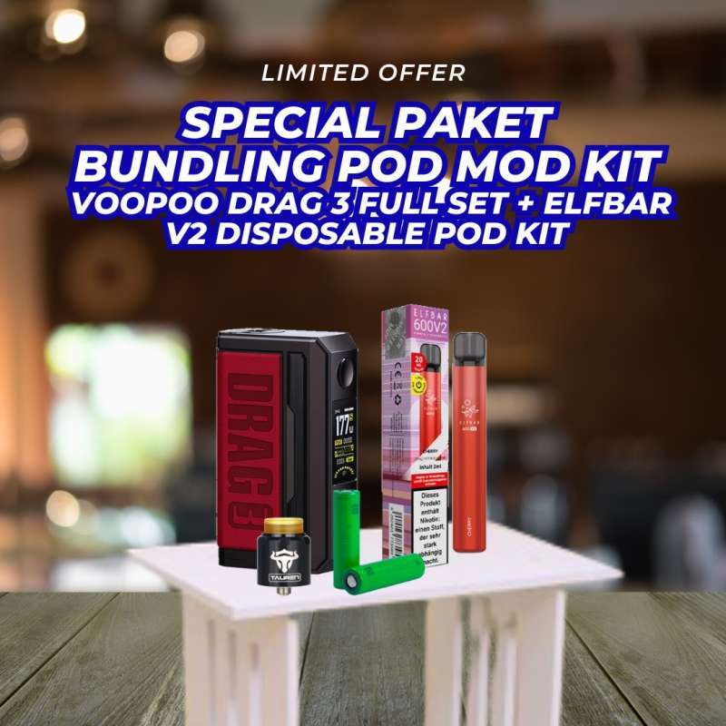 Promo SIAP PAKAI VOOPOO DRAG 3 MOD KIT FULL SET I FREE ELFBAR V2 ...