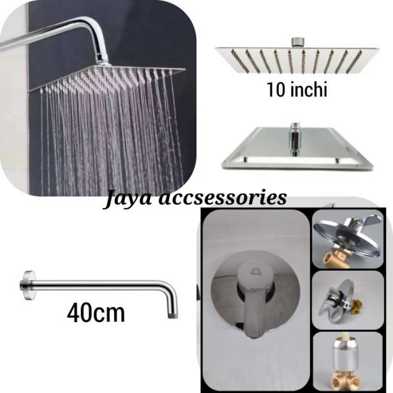 Promo paket wall shower panas dingin dan stop kran tanam stainless stell Diskon 23% di Seller ...