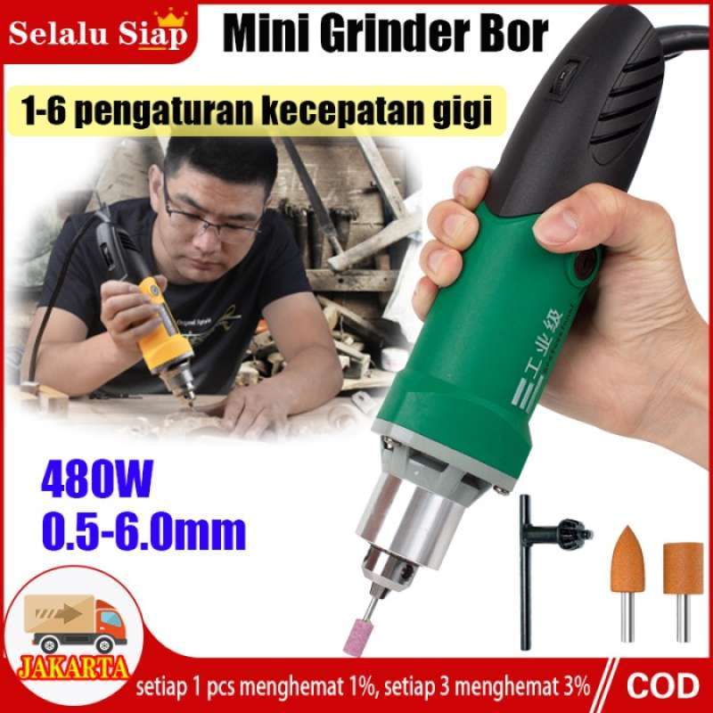 Promo 6MM 480W 6 PENGATURAN KECEPATAN GIGI MINI GRINDER BOR GERINDA ...