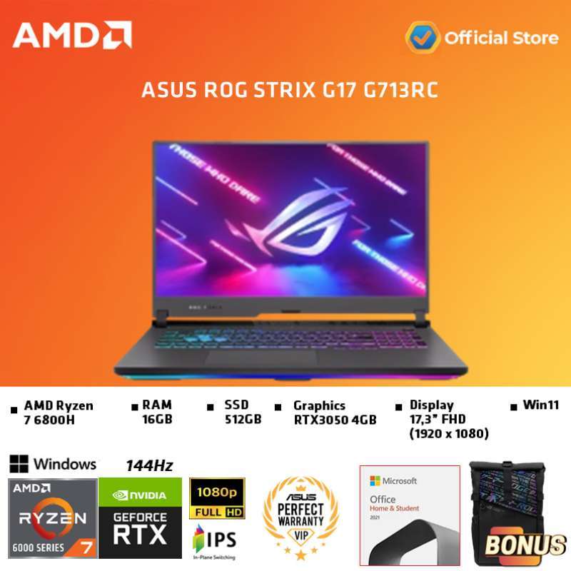 Promo ASUS ROG STRIX G17 G713RC | RYZEN 7 6800H 16GB 512GB RTX3050 4GB ...