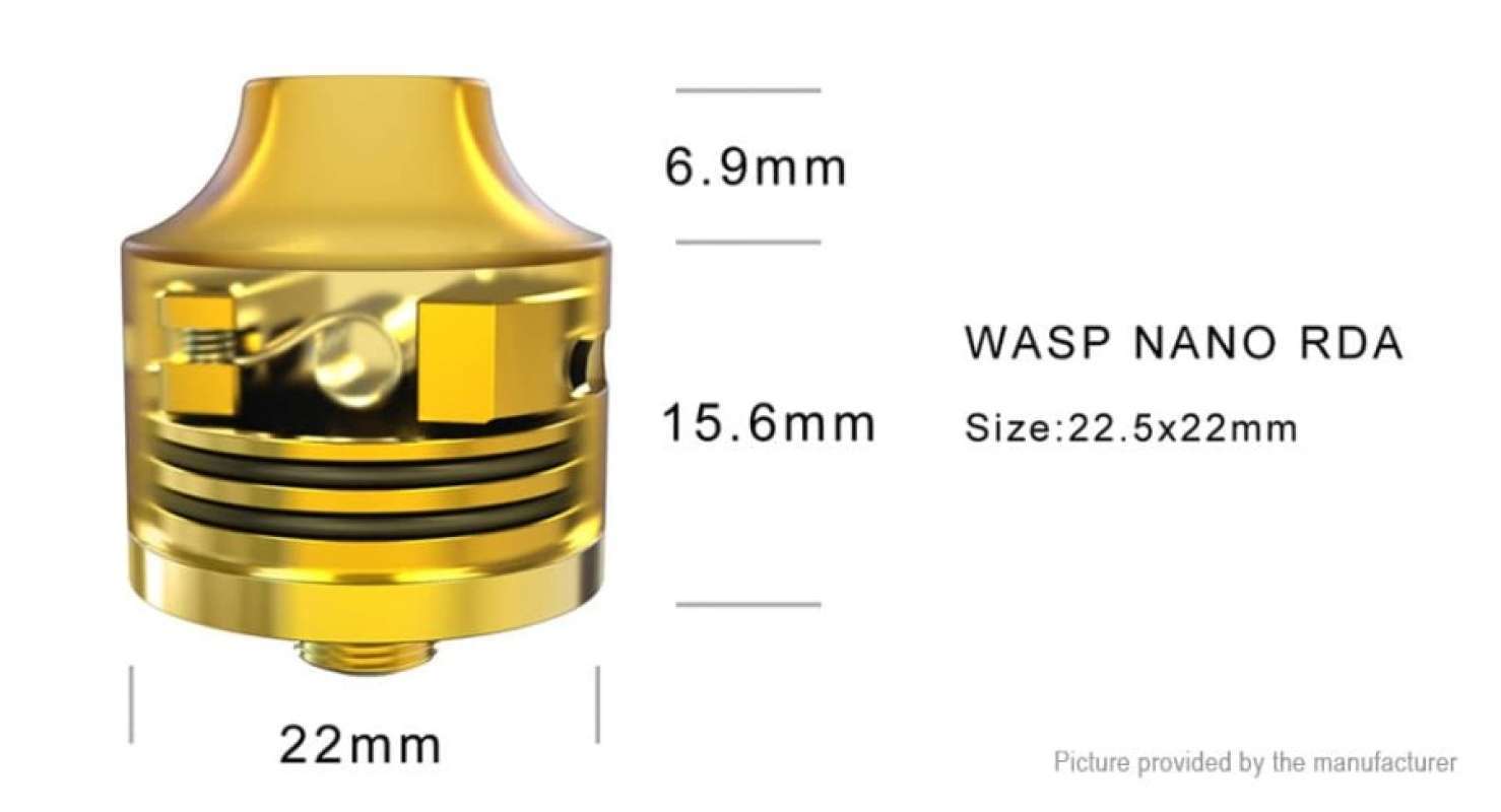 Jual Wasp Nano RDA 22mm Rta Rdta Tank Mod Black SS Gold - Trans Blue di ...