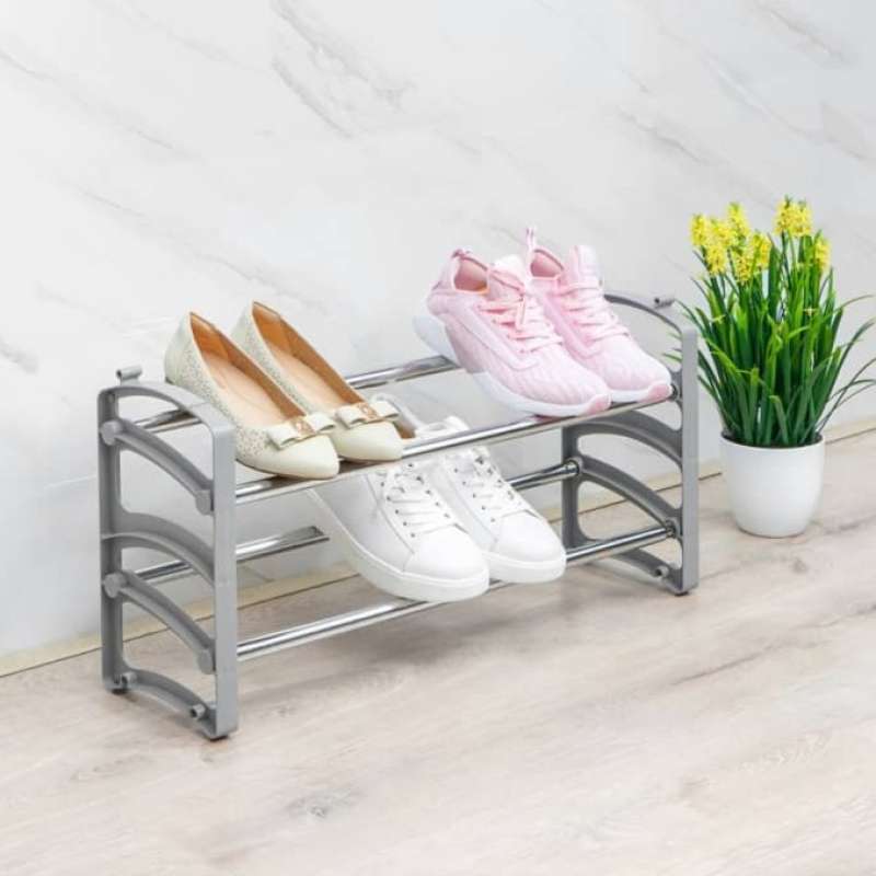 Promo Rak Sepatu Extendable 2 Tingkat STORA Rak Sandal Sepatu Minimalis ...