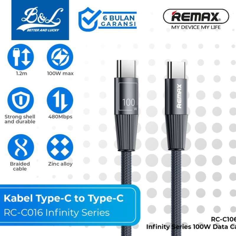 Promo Remax Rc-c106 Kabel Data Type-c To Type-c 100w Fast Charging Infinity Diskon 35% Di Seller ...