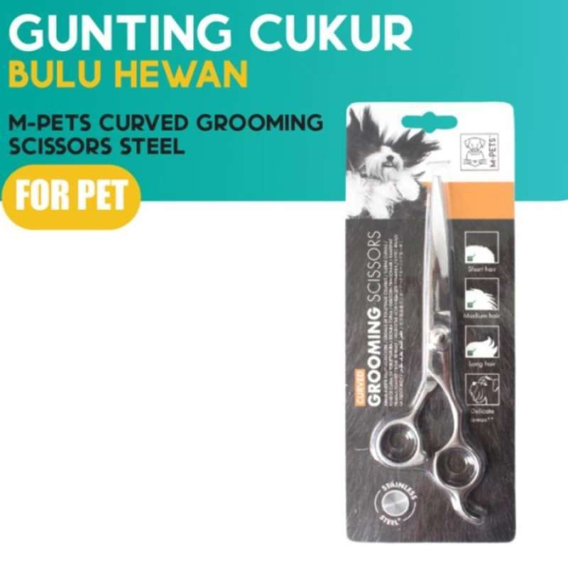Promo M-pets Grooming Curved Scissor Steel / Gunting Melengkung Bulu ...