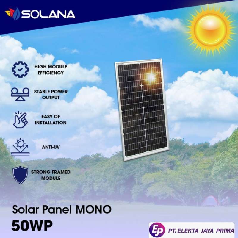 Promo EJP SOLANA SOLAR PANEL MONO 50WP PV MODUL SOLAR CELL 50 WP MONO ...