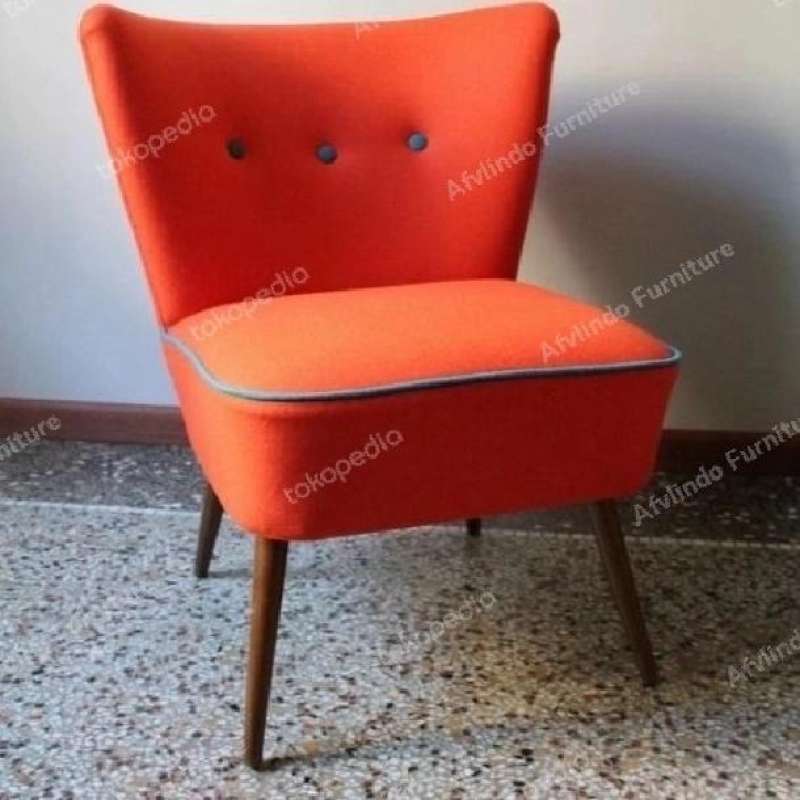 Jual sofa single seat modern warna orange rangka kayu jati di Seller ...