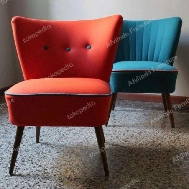 Jual sofa single seat modern warna orange rangka kayu jati di Seller ...