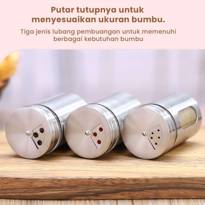 Promo Wadah bumbu Spice Jar botol Kaca Lada jinten Garam Cabe bubuk Tabur aesthetic 130ml Diskon ...