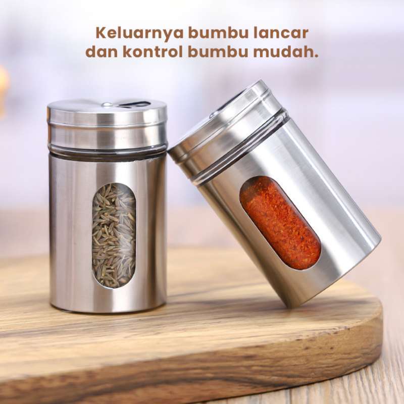 Promo Wadah bumbu Spice Jar botol Kaca Lada jinten Garam Cabe bubuk ...